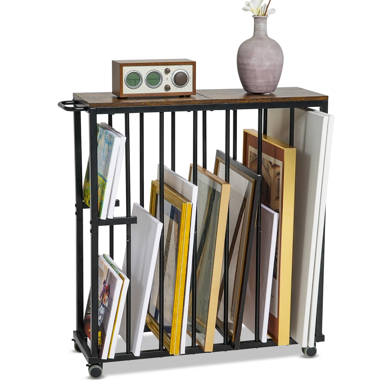 ikkle Large Art Storage Rack, Drying Painting Canvas Rack with Wheels ...