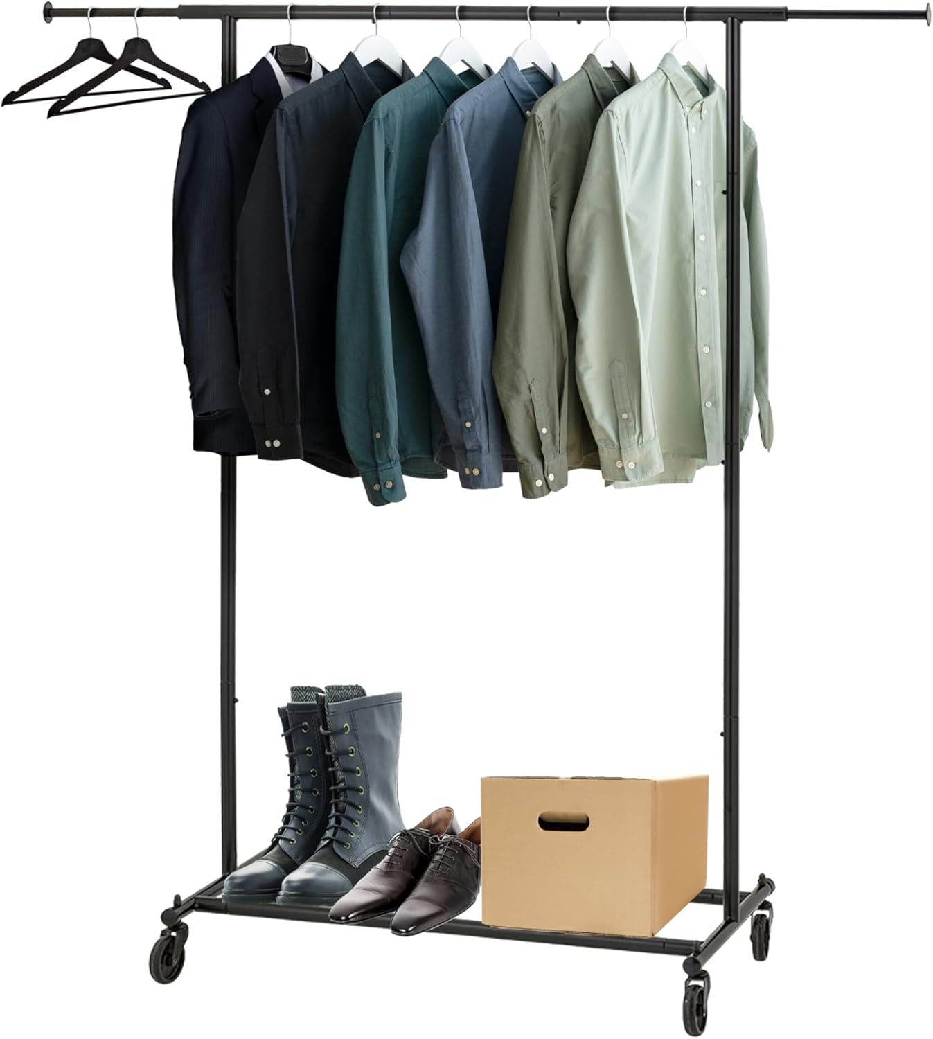 ikloo Clothing Rack with Wheels for Hanging Clothes | Extendable and ...