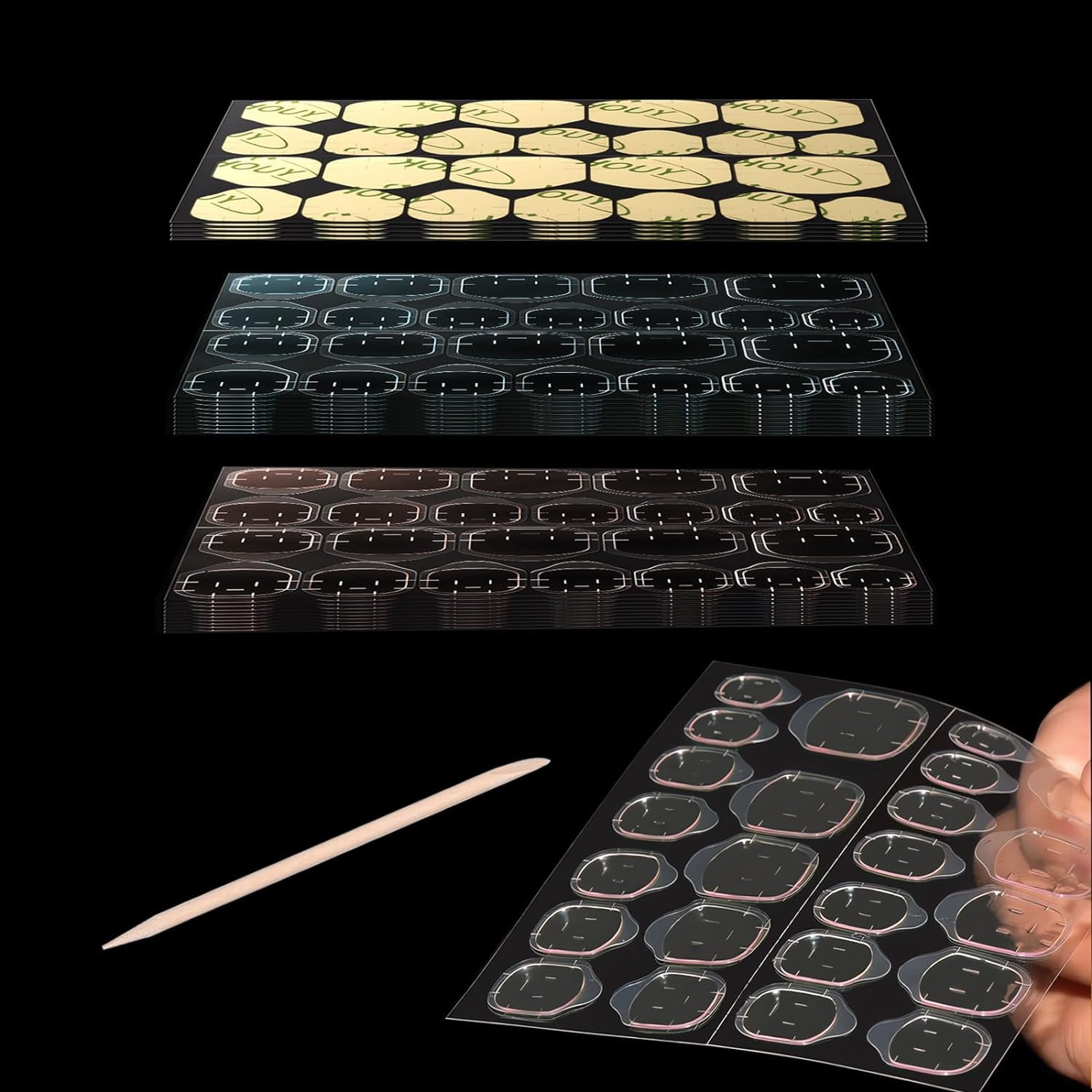 il Glue Stickers for Press On ils Big Size Ultra Thin 25 Sheets il ...