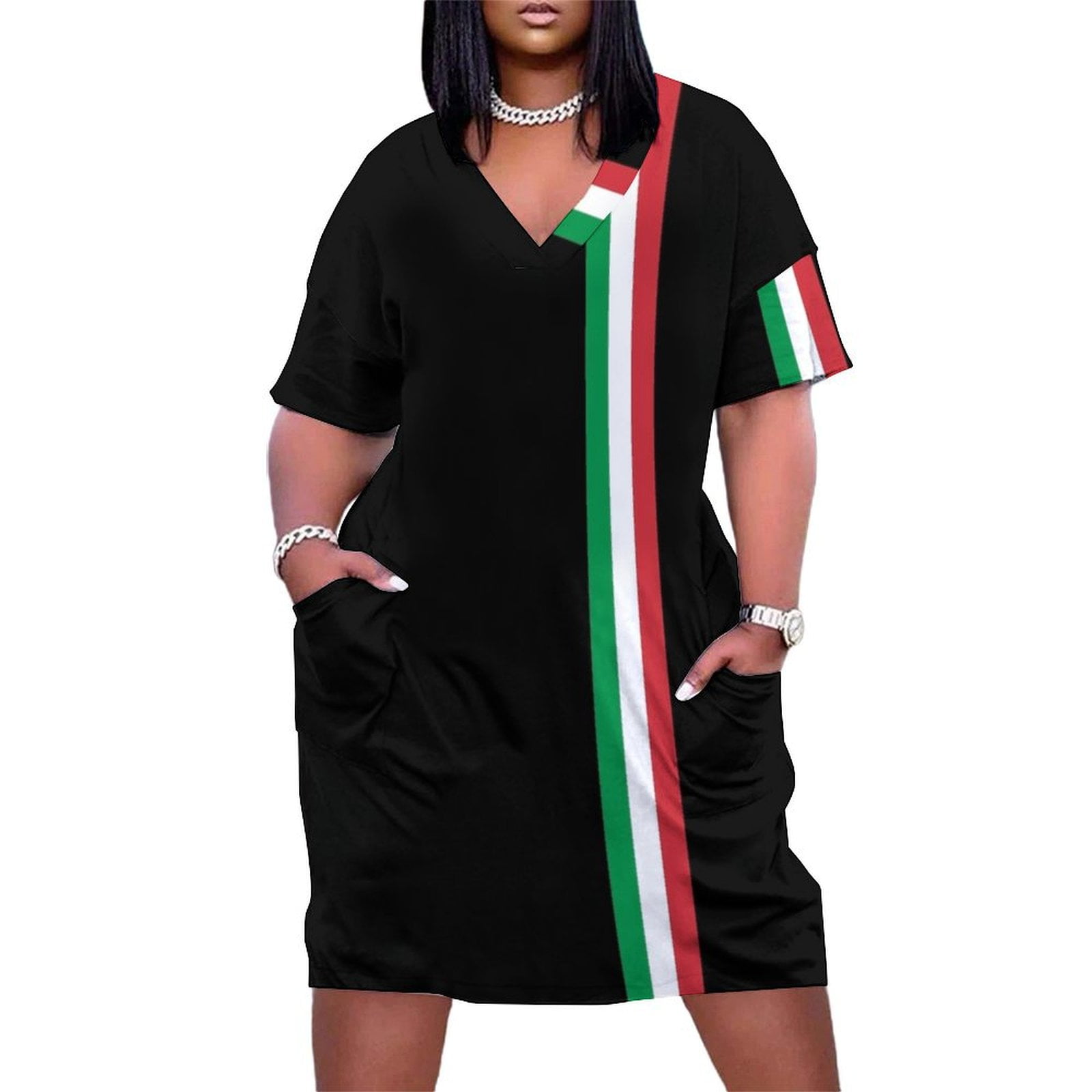 il Tricolore Italian Flag Design Loose Pocket Dress summer dress woman 2025 trendy women"s ...