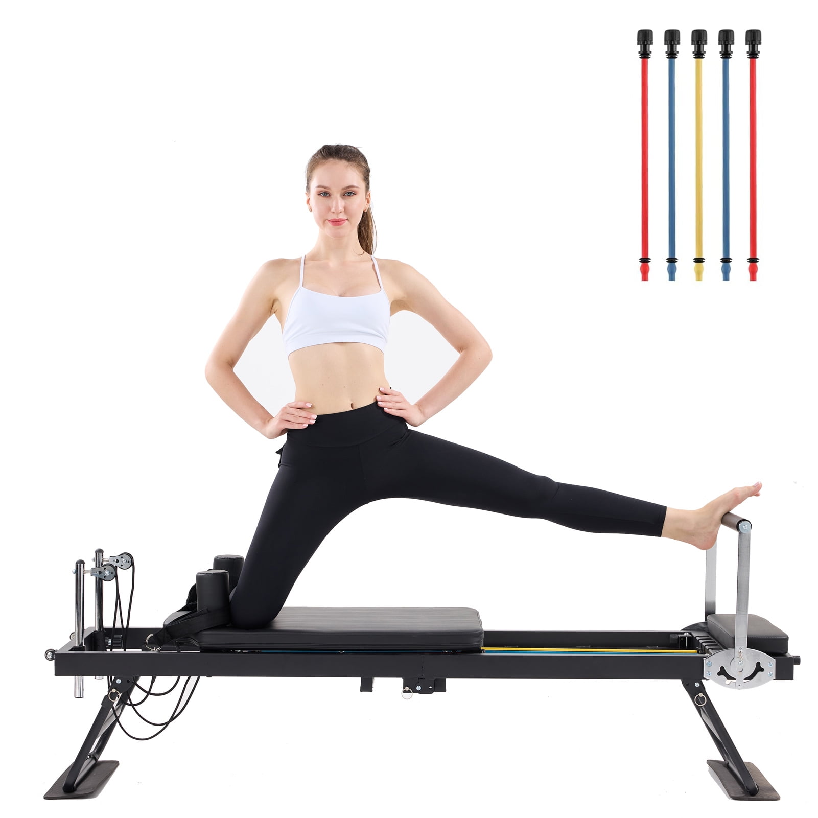 ilates Reformer Machine Home Indoor Workout Machine，Black Foldable ...