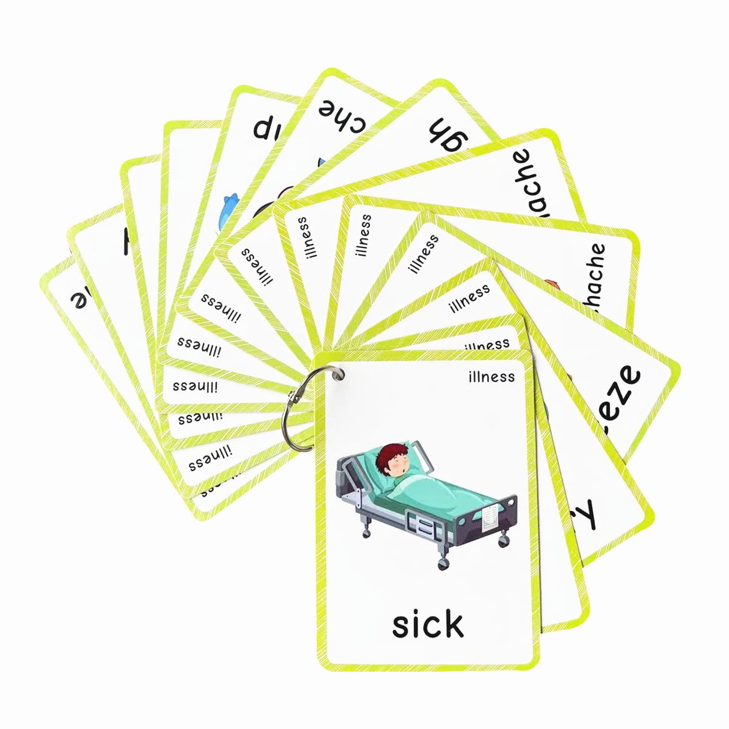 illness Flash Cards | Learning Toys Flashcards for Children Pre-K ...