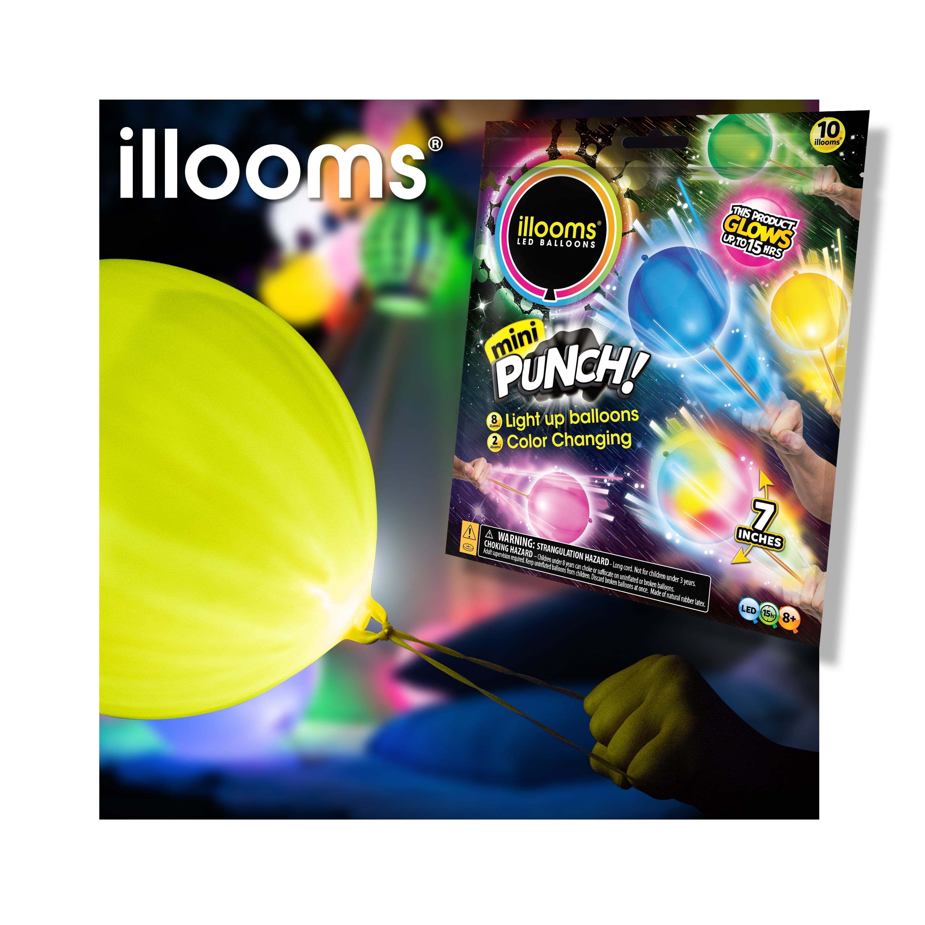 illooms Party Punch Ball Balloons 10 Count - LED Glow Party Toy for ...