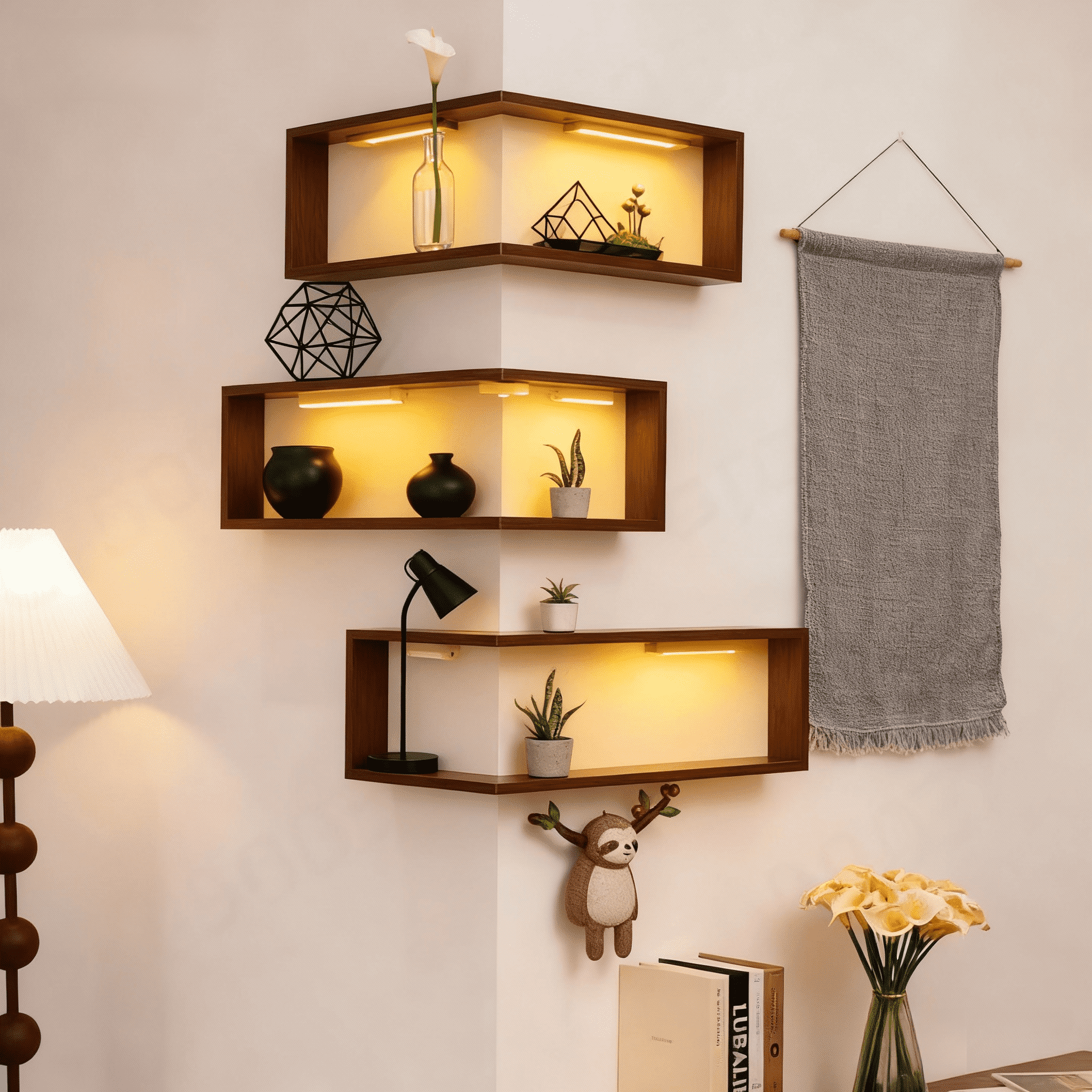 illuminated corner shelf with remote, Illuminated Corner Shelf ...