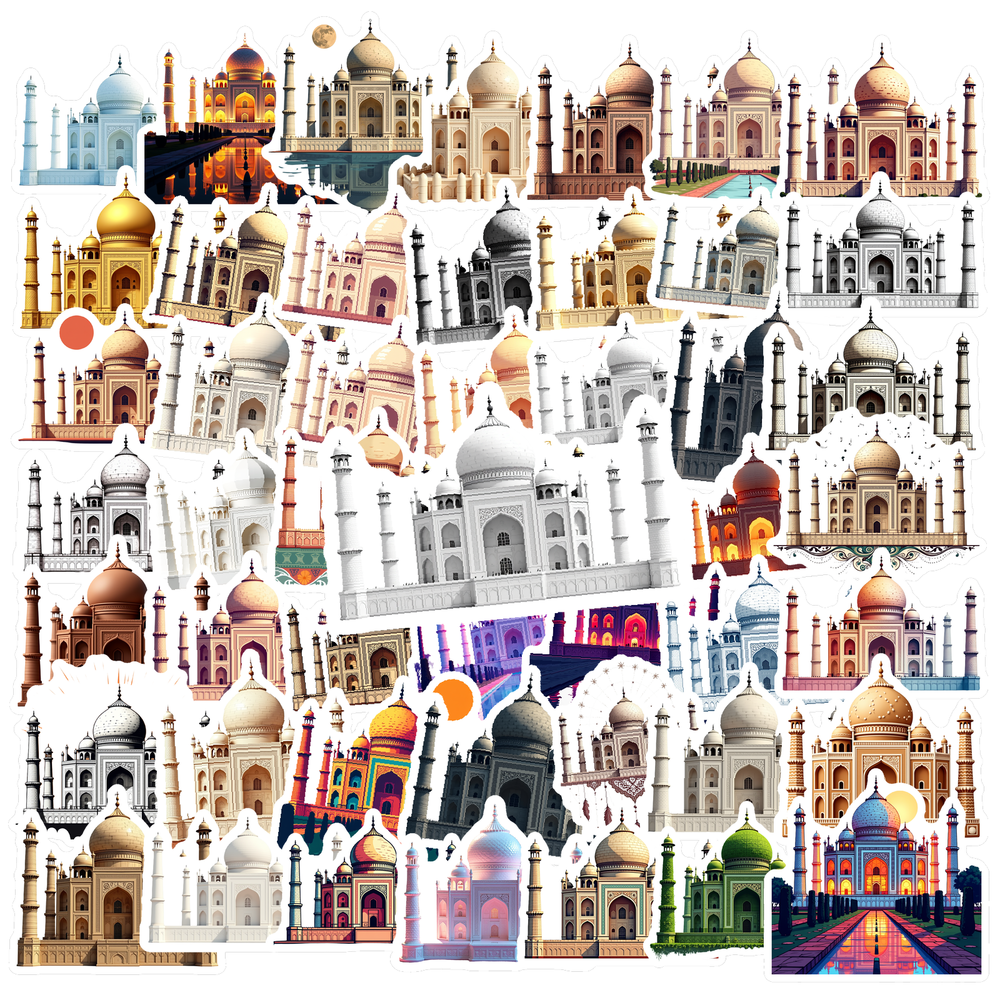illustration Taj Mahal Stickers, Waterproof Taj Mahal Sticker for Water ...