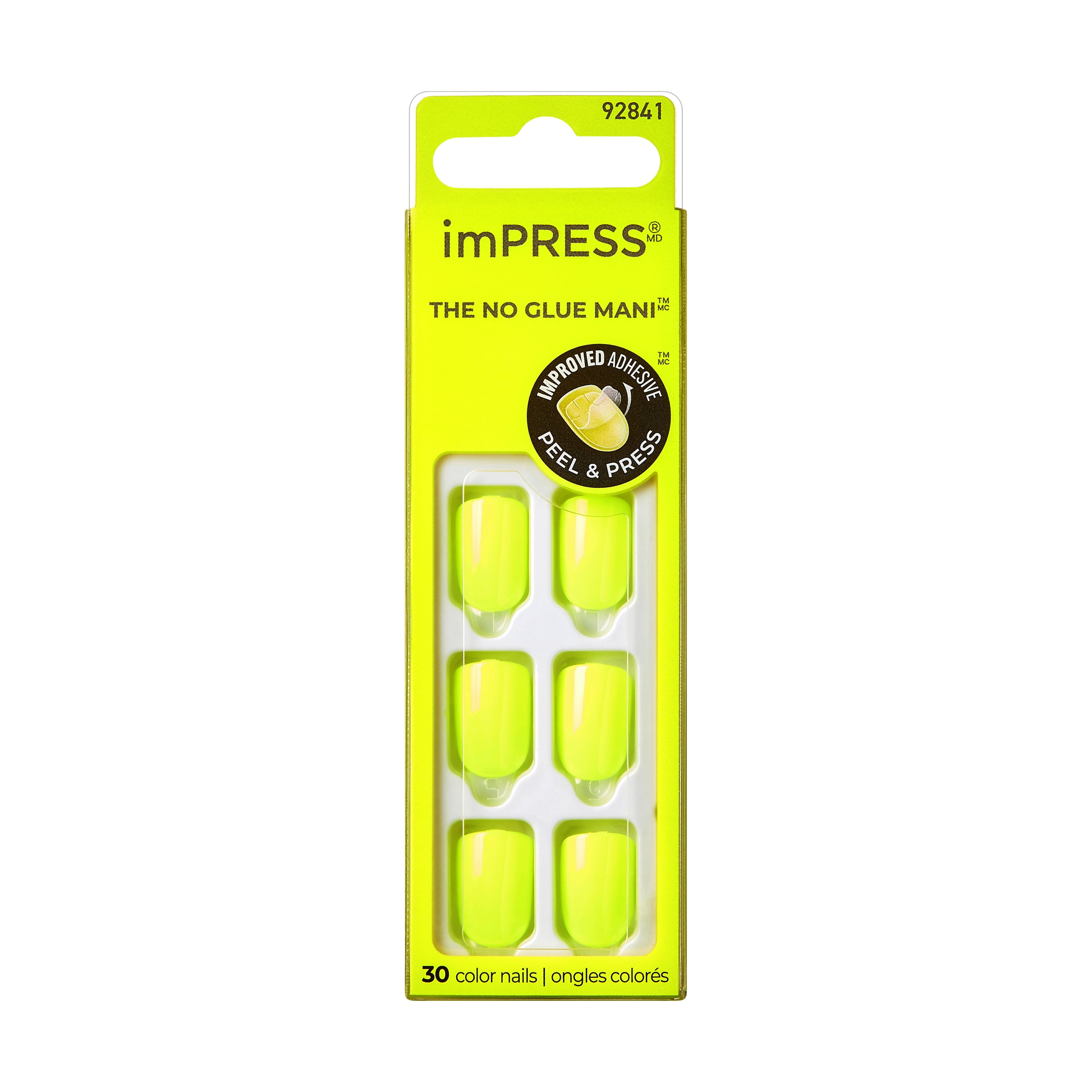 imPRESS Color Press-On Nails, No Glue Needed, Light Yellow, Short Oval ...