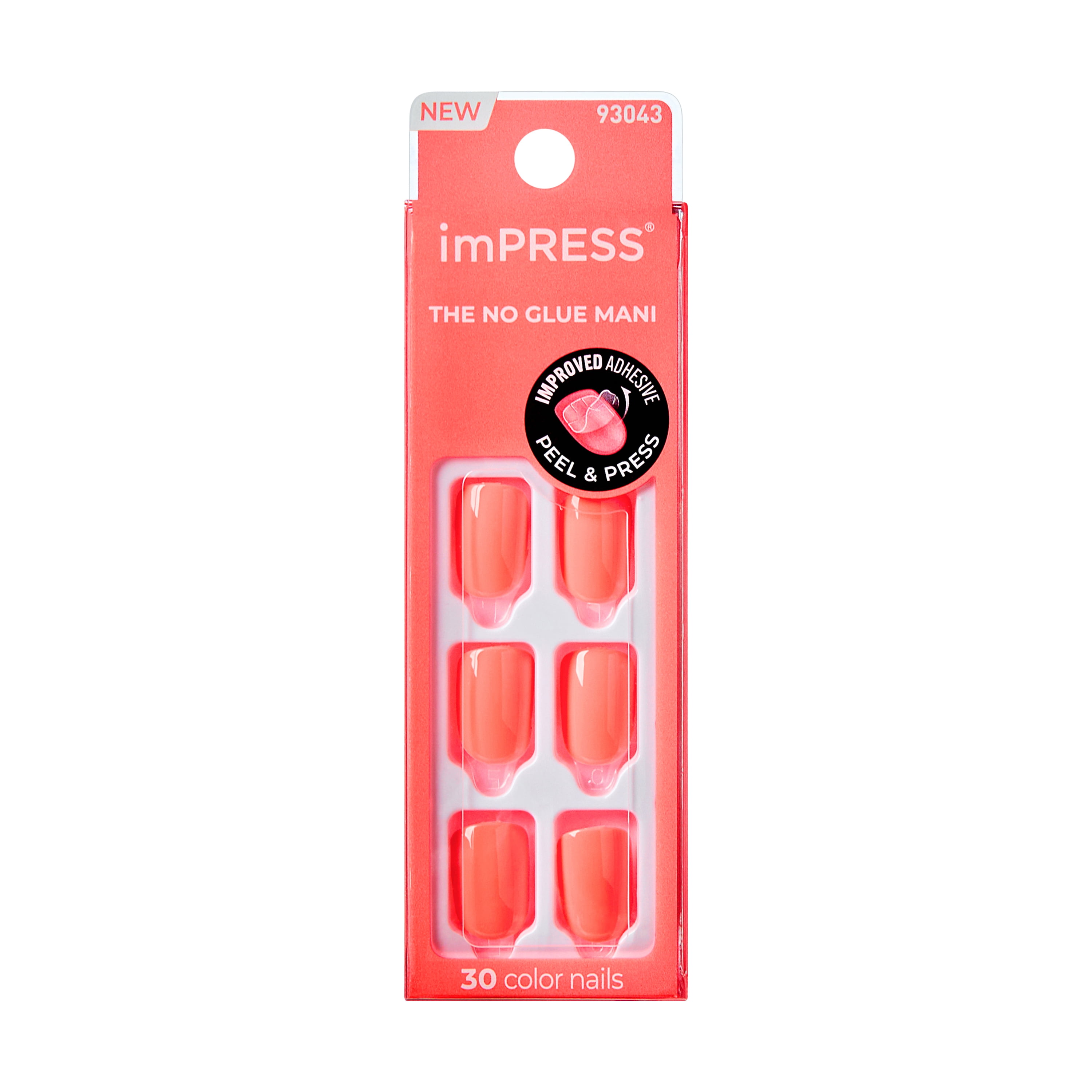 imPRESS Color Press-On Nails, No Glue Needed, Orange, Short Length ...