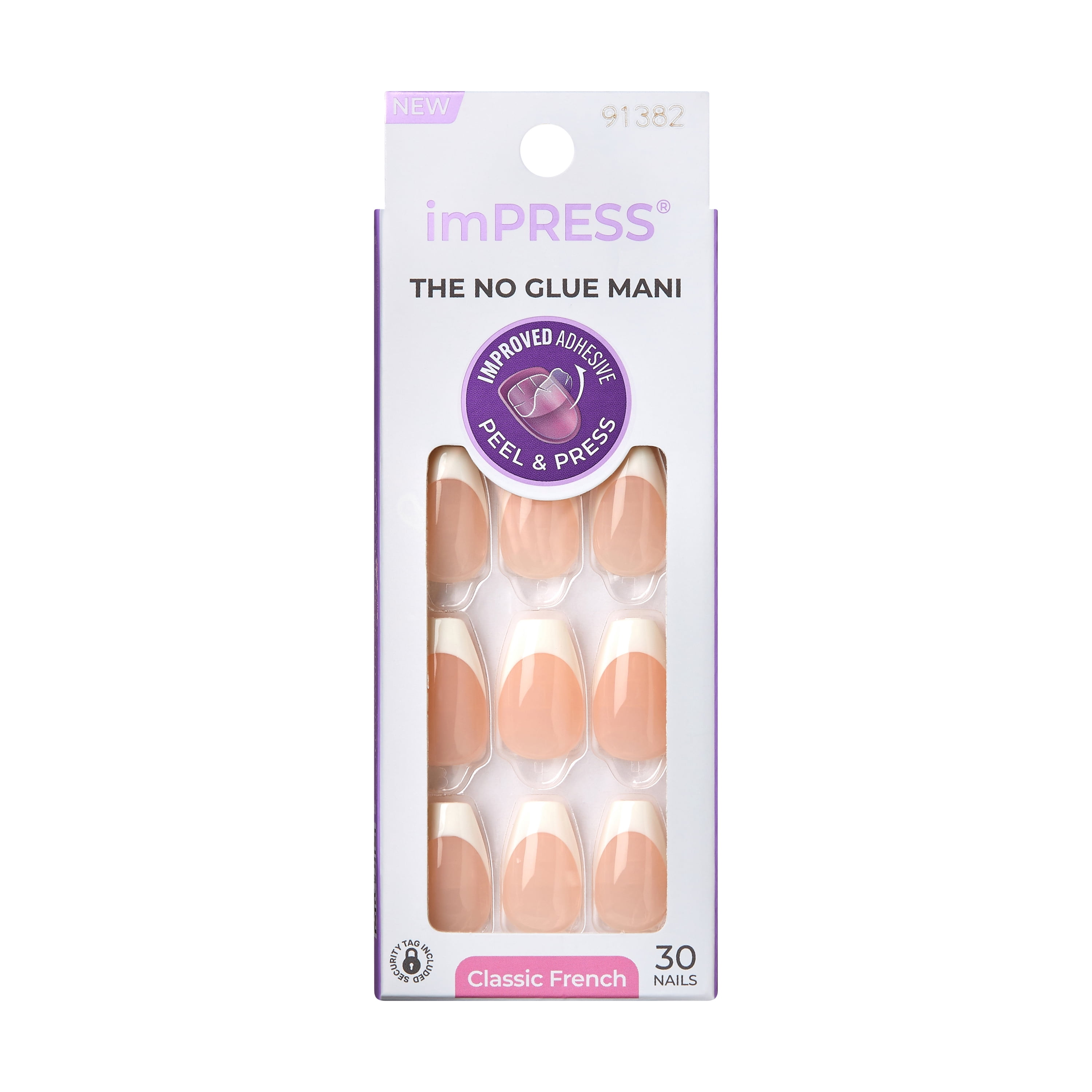 imPRESS French Press-On Nails, Ideal, White, Medium Length, Coffin ...