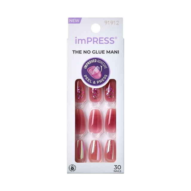 imPRESS French Press-On Nails, Model, White, Short Length, Squoval ...