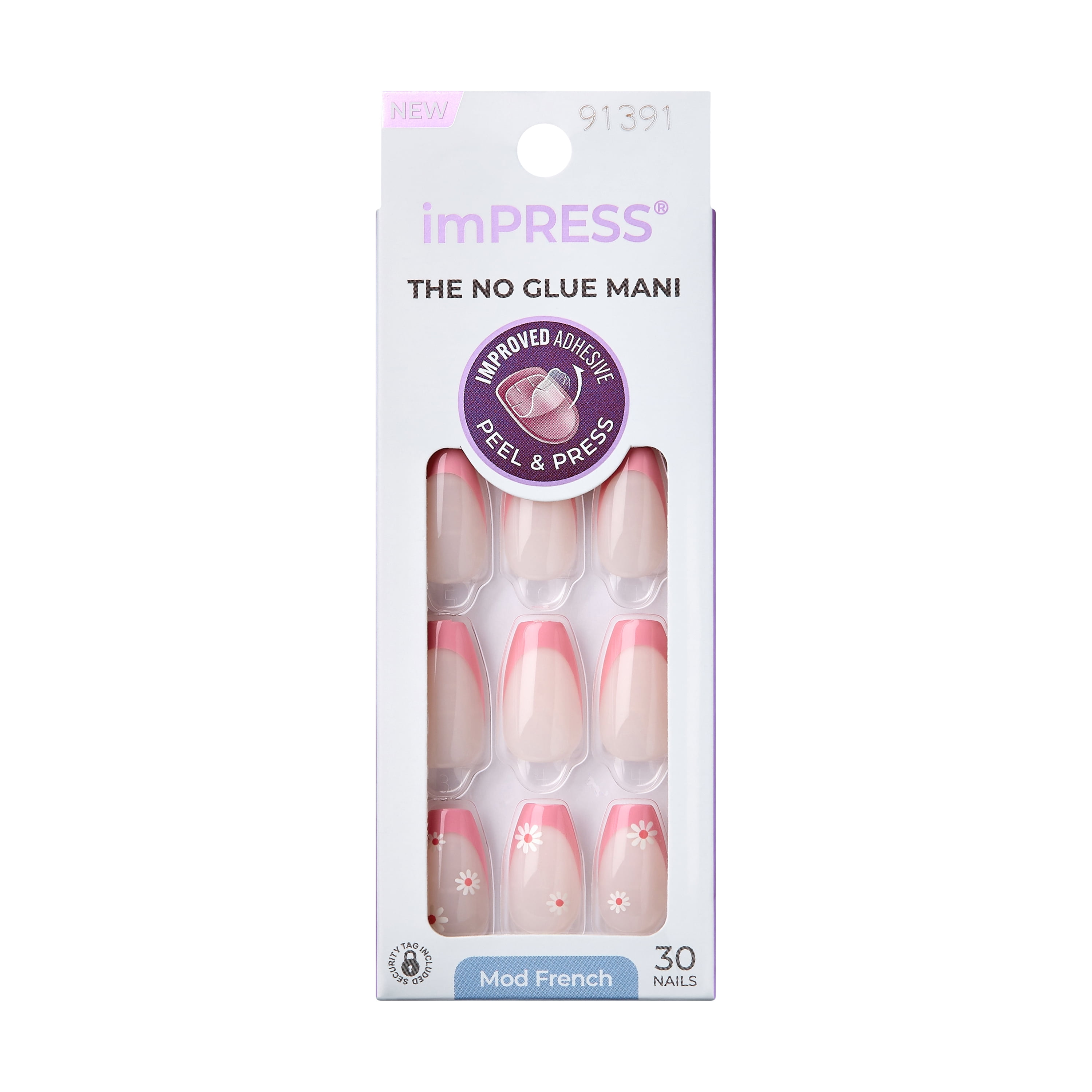imPRESS French Press-On Nails, Snooze, Pink, Short Length, Squoval ...