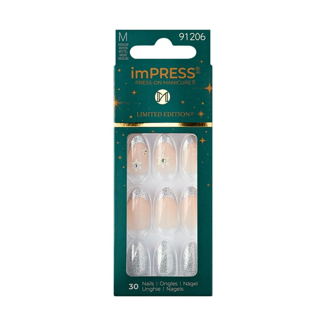 imPRESS Holiday Press-On Nails, Greatest Gift, Gray, Medium Length ...