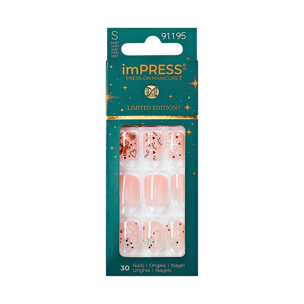 imPRESS Holiday Press-On Nails, Snowy Village, Neutral, Short, Square ...