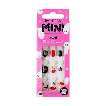 KISS imPRESS Mini Square Press-On Nails for Kids, Glossy Light Green ...