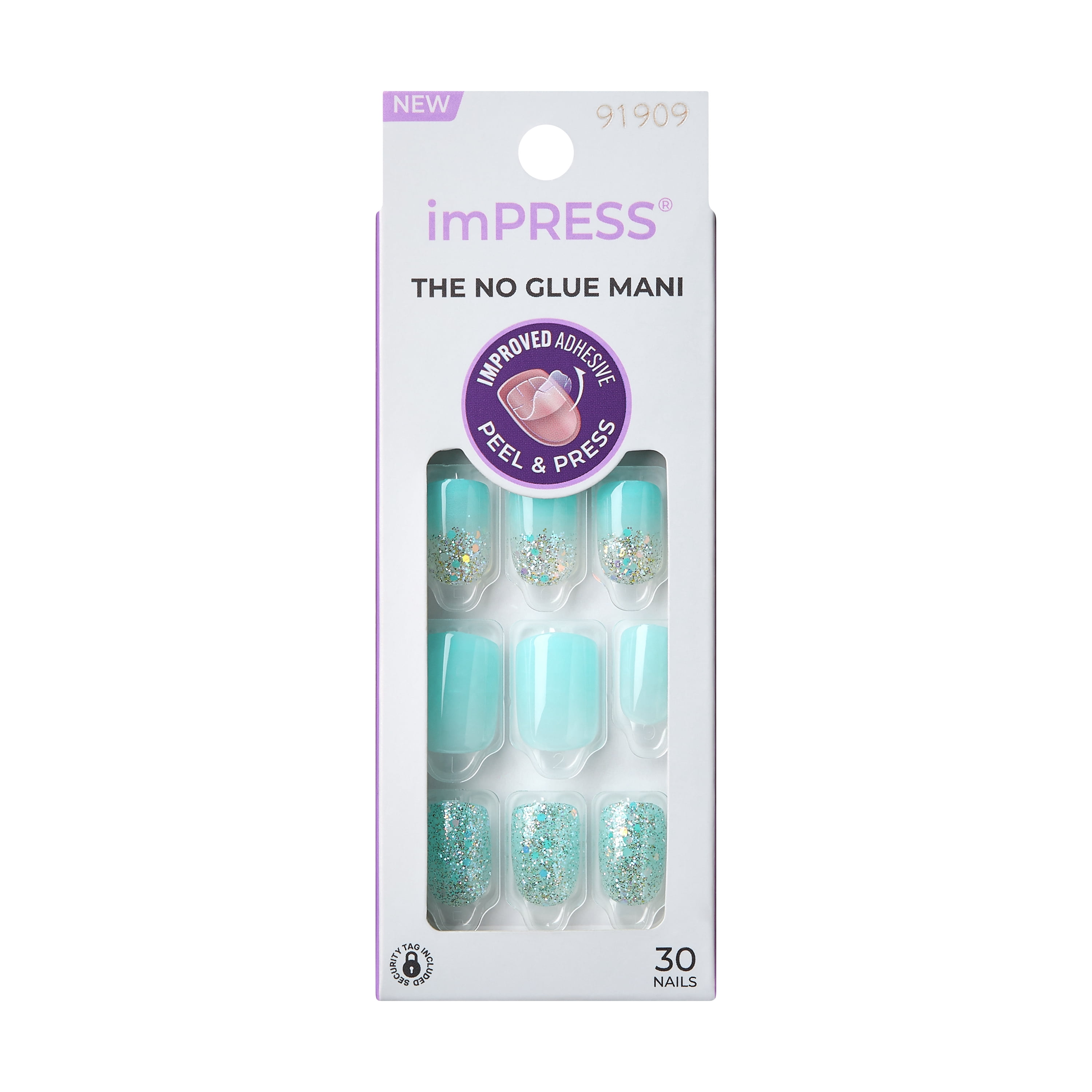 Impress No Glue Needed Press On Nails Mini Eternity Blue Short