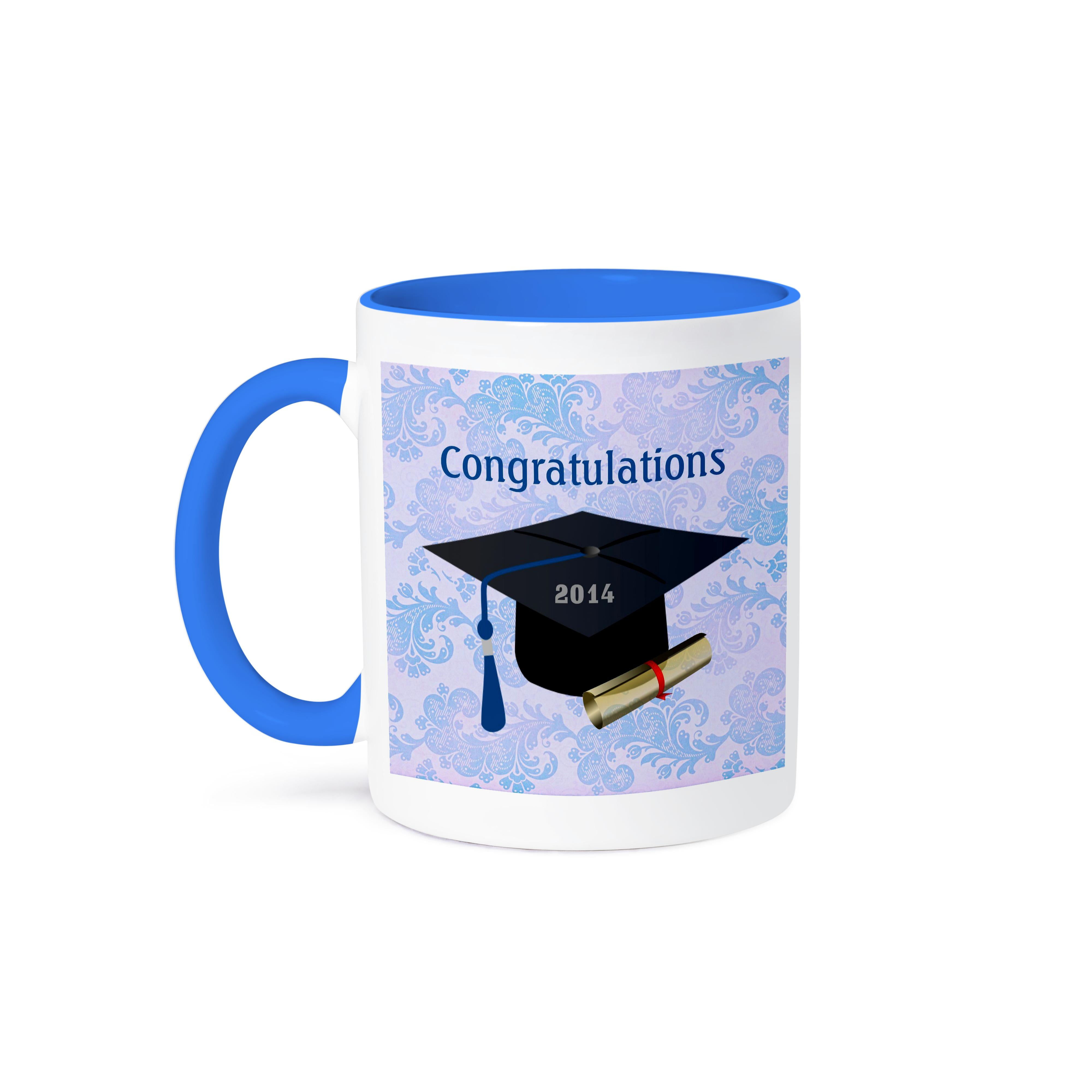 3dRose, image of 2014 grad cap with diploma blue tassel congratulations ...