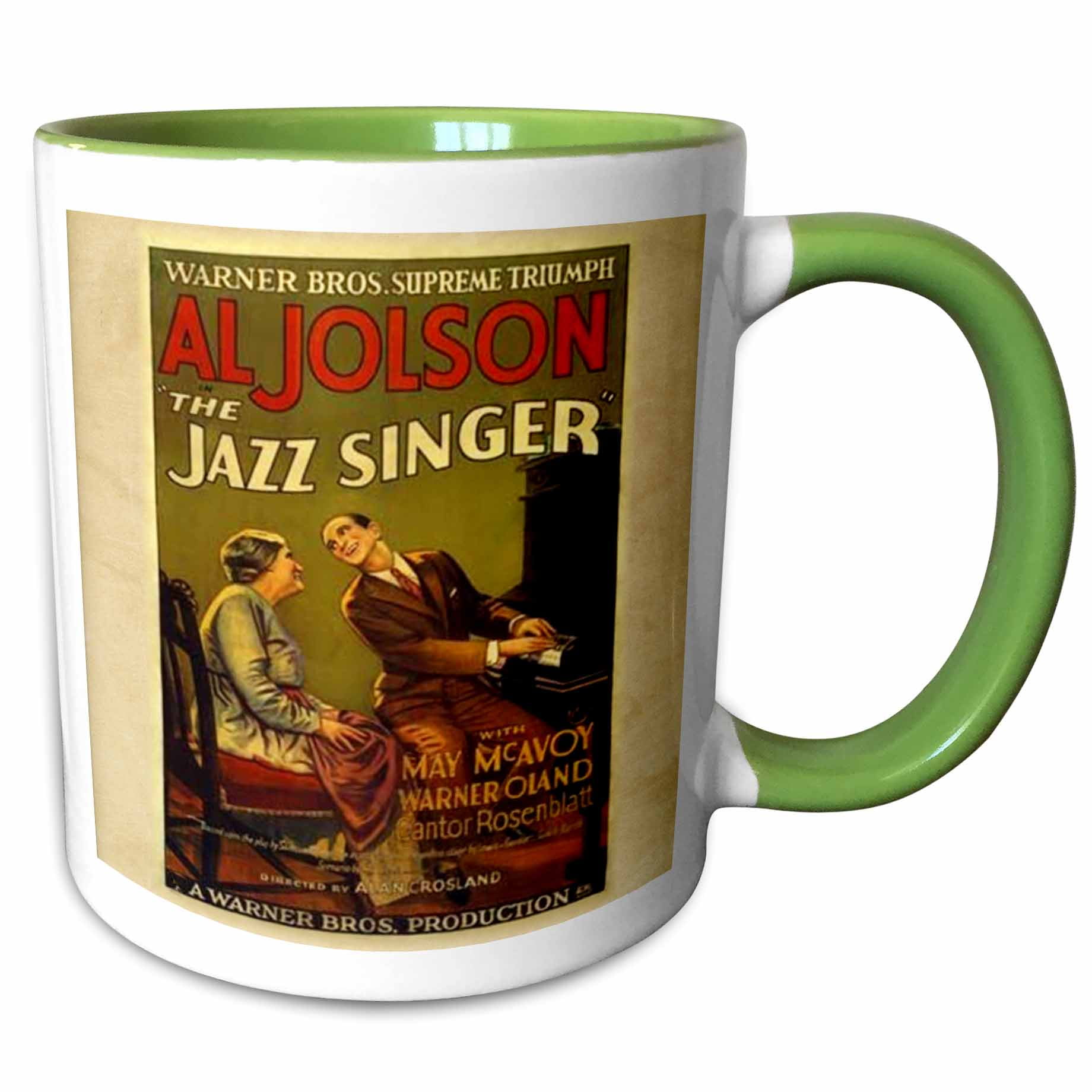 image of ad for jazz singer with al jolson 15oz Two-Tone Green Mug mug ...