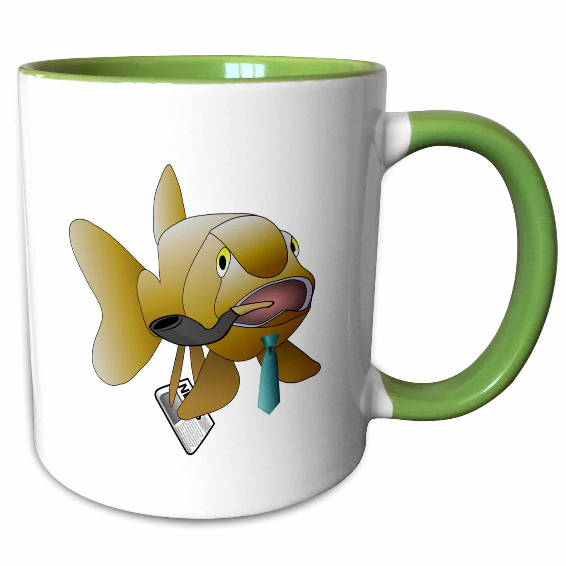 image of cartoon dad fish with pipe newspaper and tie 11oz Two-Tone ...
