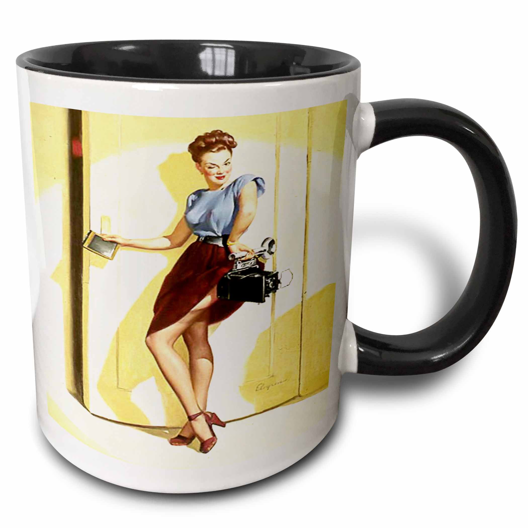 image of elvgren famous pinup the photographer 11oz Two-Tone Black Mug ...