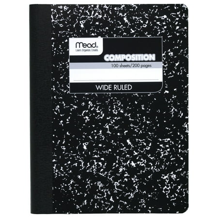 Mead Composition Book Wide Ruled 100 Sheets 9 34 x 7 12 Black Marble ...