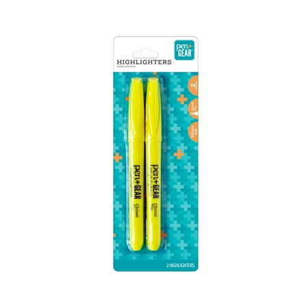 Pen + Gear Highlighters, Chisel Tip, Fluorescent Yellow, 2 Count ...