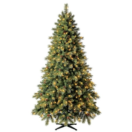 Holiday Time Pre-Lit Carson Pine Artificial Christmas Tree, Green, 7.5 ...