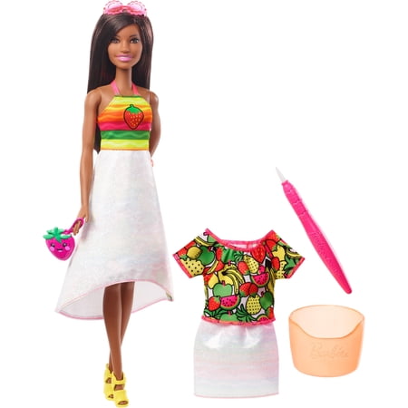 Barbie Crayola Rainbow Fruit Surprise Doll & Fashions, Brunette ...