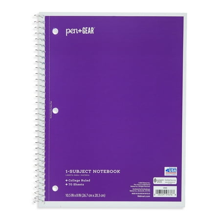 Pen + Gear 1-Subject Notebook, College Ruled, 70 Sheets, Purple ...