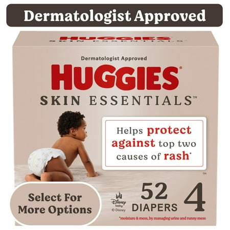 Huggies Skin Essentials Baby Diapers for Sensitive Skin, Size 4 (22-37 ...
