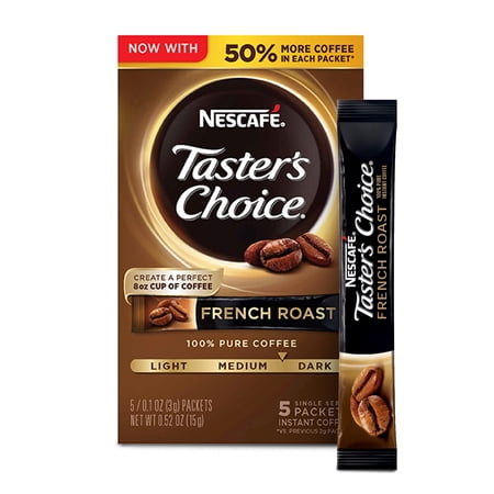 Nescafé Taster's Choice, Medium Dark Roast Instant Coffee Packets, 5 ...