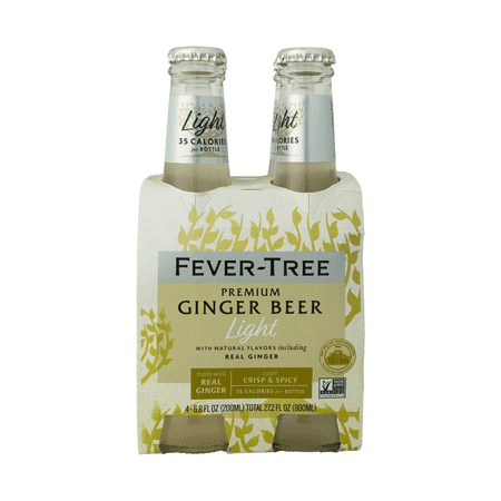 Fever-Tree Light Ginger Beer Cocktail Mixer, 4 Count/6.8 fl oz, Shelf ...