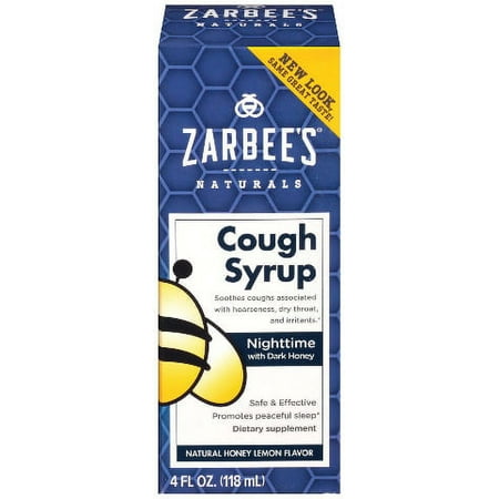 Zarbee's Naturals Cough Syrup with Dark Honey Nighttime, Natural Lemon ...