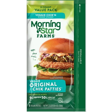 MorningStar Farms Original Meatless Chicken Patties, Vegan Plant Based ...
