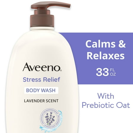 Aveeno Stress Relief Soap Free Body Wash with Prebiotic Oat, Lavender ...