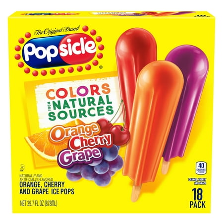 Popsicle Ice Pops Orange Cherry Grape 29.7 fl oz, 18 Pack – Walmart ...