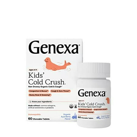 Genexa Kids’ Cold Crush Cough & Cold Medicine Chewable Tablets, 60 Ct ...