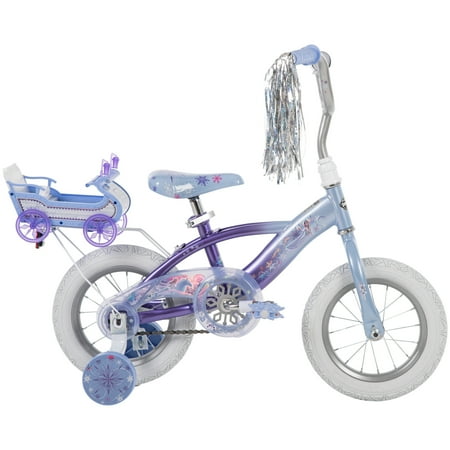 Disney Frozen 12 in. Bike with Doll Carrier Sleigh for Girl's, Ages 2+ Years, White and Purple ...