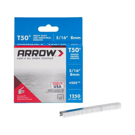 Arrow 5/16-inch T50 Staples - 1,250 Count Steel Divergent Point Staples ...