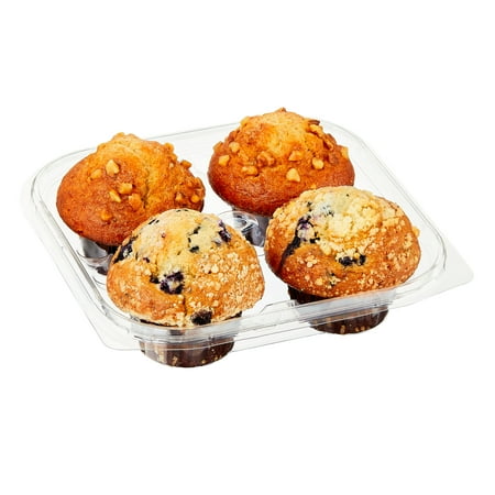 Marketside Blueberry & Banana Nut Muffin Variety Pack, 14 oz, 4 Count ...