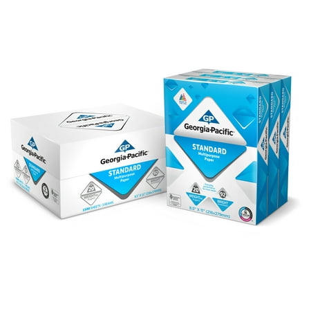 Georgia-Pacific Standard Paper 8.5" x 11", 20lb/92 Bright, 1500 Sheets ...