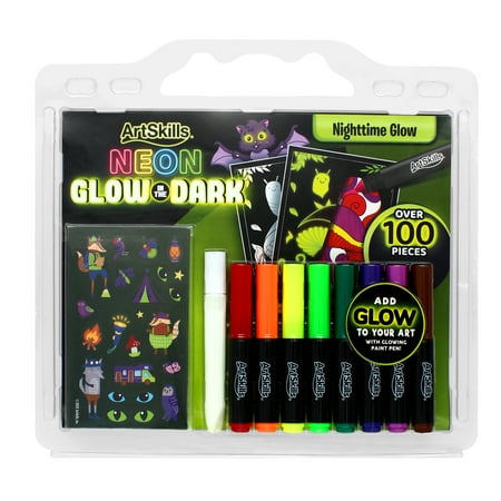 ArtSkills Neon Glow-in-the-Dark Coloring Book for Kids, Nighttime Glow ...
