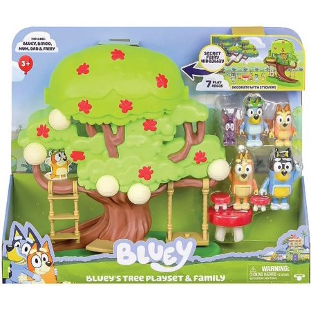 Bluey Tree & Family Playset (Includes Bluey, Bingo, Mum, Dad & Fairy ...