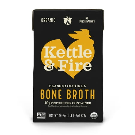 Kettle & Fire Chicken Bone Broth, Classic Chicken, 16.9 oz Shelf-Stable ...