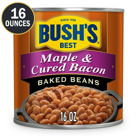 Bush's Maple and Cured Bacon Baked Beans, Canned Beans, 16 oz Can ...
