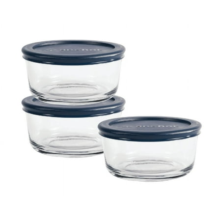 Anchor Hocking Glass Food Storage Containers with Lids, 2 Cup Round ...