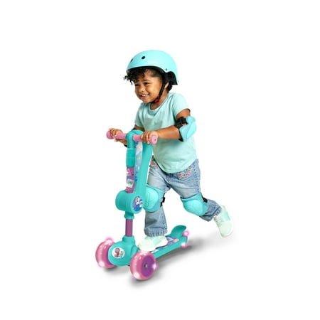 Gabby’s Dollhouse 2-in-1 3 Wheel Light-Up Scooter with Folding Seat for ...