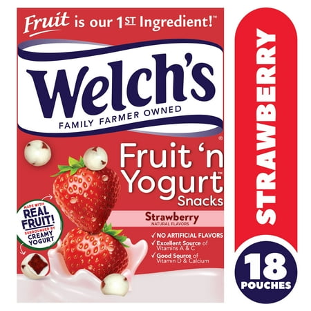 Welch's Strawberry Fruit 'n Yogurt Fruit Snacks 0.7oz Pouch - 18ct Box ...