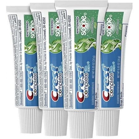 Crest Complete Whitening Scope Minty Toothpaste .85 Oz Travel Size 4 ...