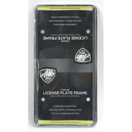 Auto Drive License Plate Frame, Chrome Coated, Silver, Rectangle ...