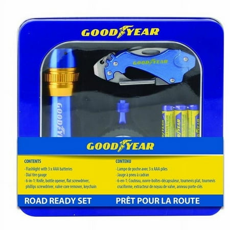 Goodyear Road Ready Giftset Tin GY4060 Tire Maintenance Safety Kit Car ...