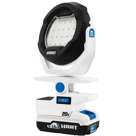 HART 20-Volt LED Clamping Light Kit, 900 Lumens, (1) 1.5Ah Lithium-Ion ...